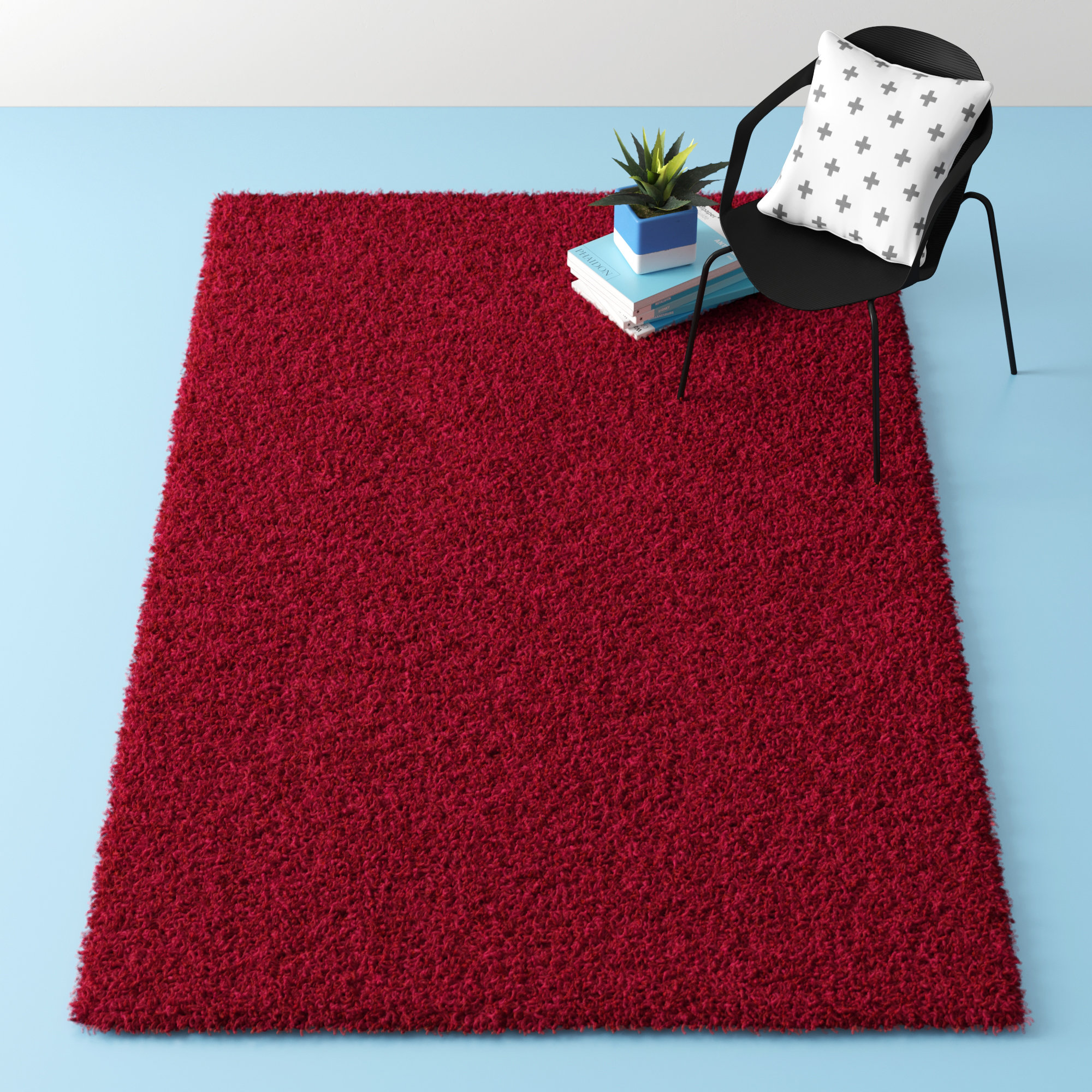 Ebern Designs Angeline Power Loom Performance Cherry Red Rug & Reviews ...