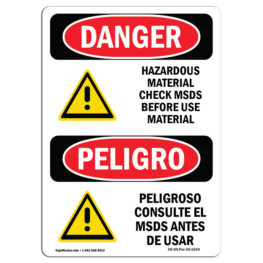 SignMission OSHA Danger Hazardous MSDS Bilingual Sign | Wayfair