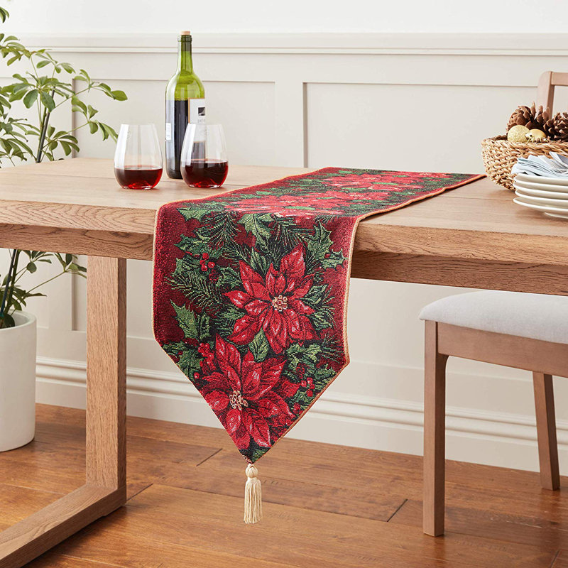 The Holiday Aisle® Seasonal Poinsettia Table Runner & Reviews | Wayfair