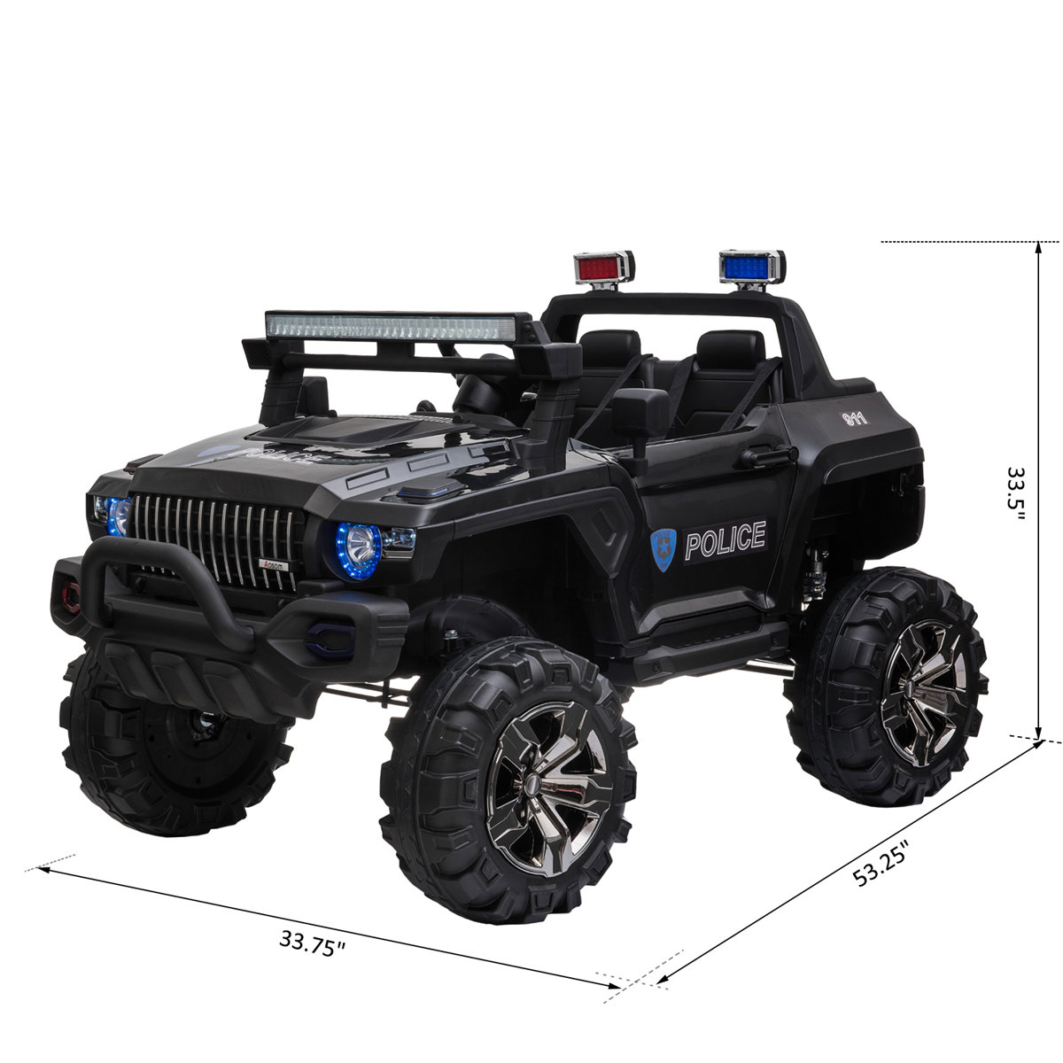 Aosom 2-Seater Electric Ride on Police Car SUV Truck Toy & Reviews ...