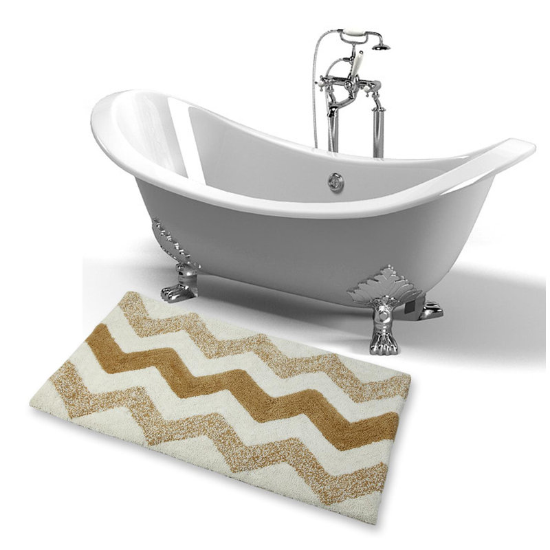 Ivy Bronx Erickson Tonal Designer Rectangle Non-Slip Chevron Bath Rug ...