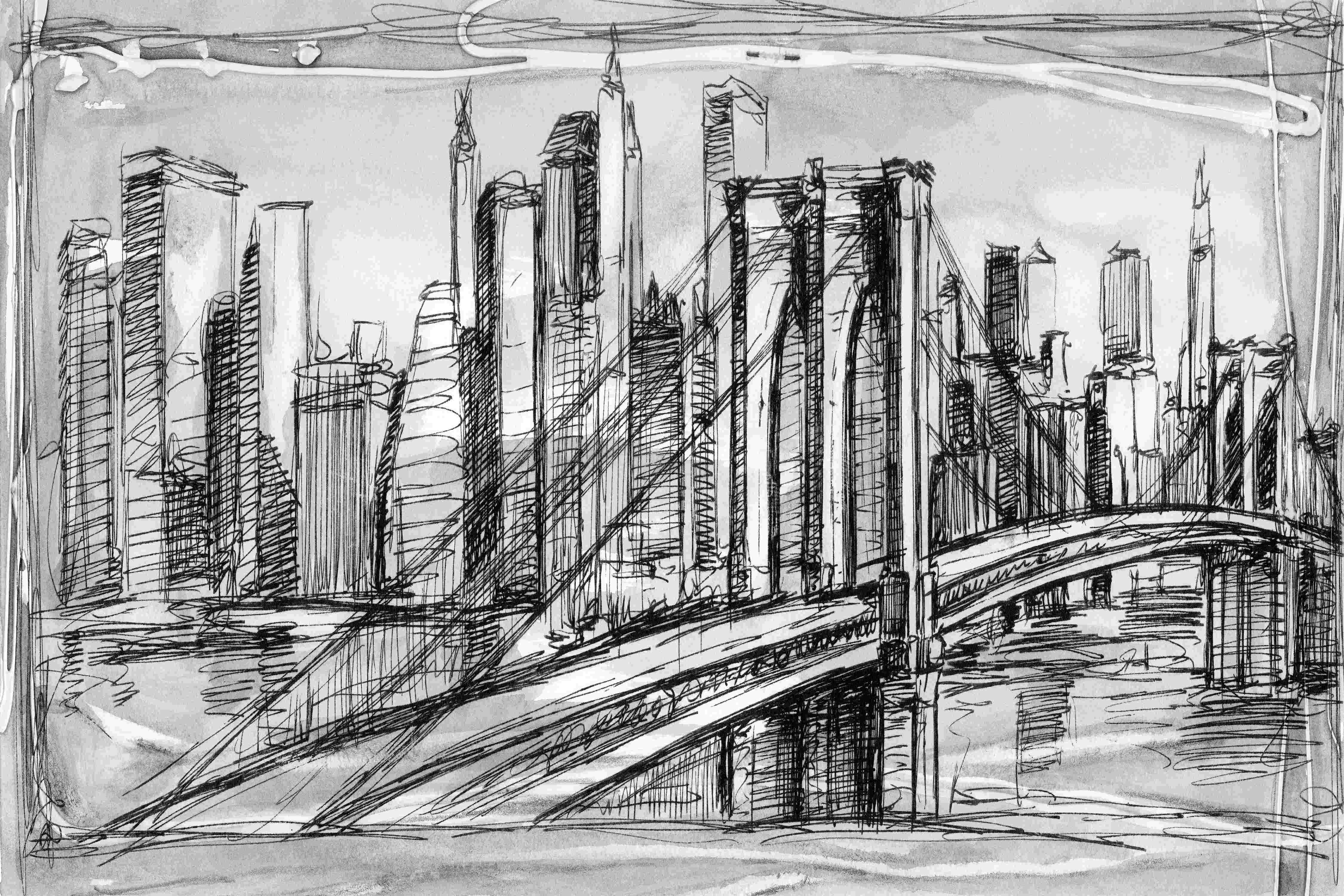 Red Barrel Studio® Pen And Ink Cityscape II by Ethan Harper - Wrapped ...