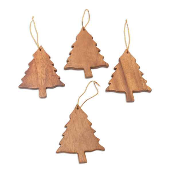 The Holiday Aisle® Evergreens Wood Solid Trees Holiday Shaped Ornament ...