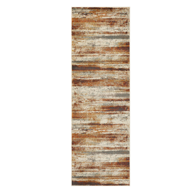 17 Stories Performance Rust/Cream Rug | Wayfair