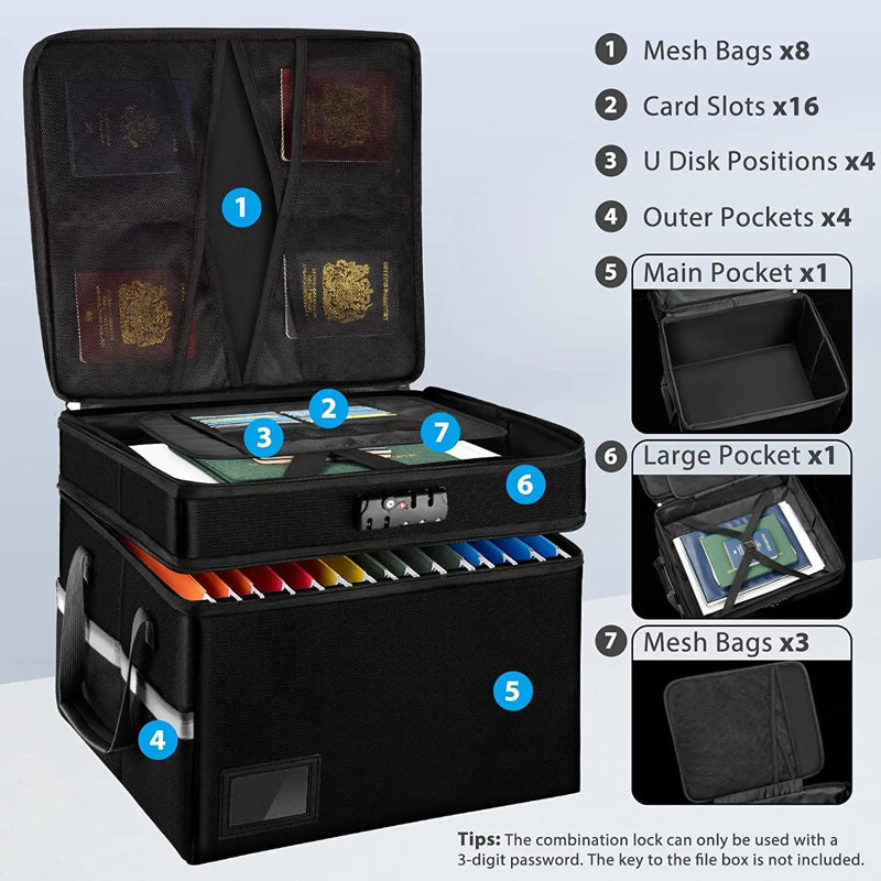 hometeczone Portable File Safe with Combination Lock | Wayfair