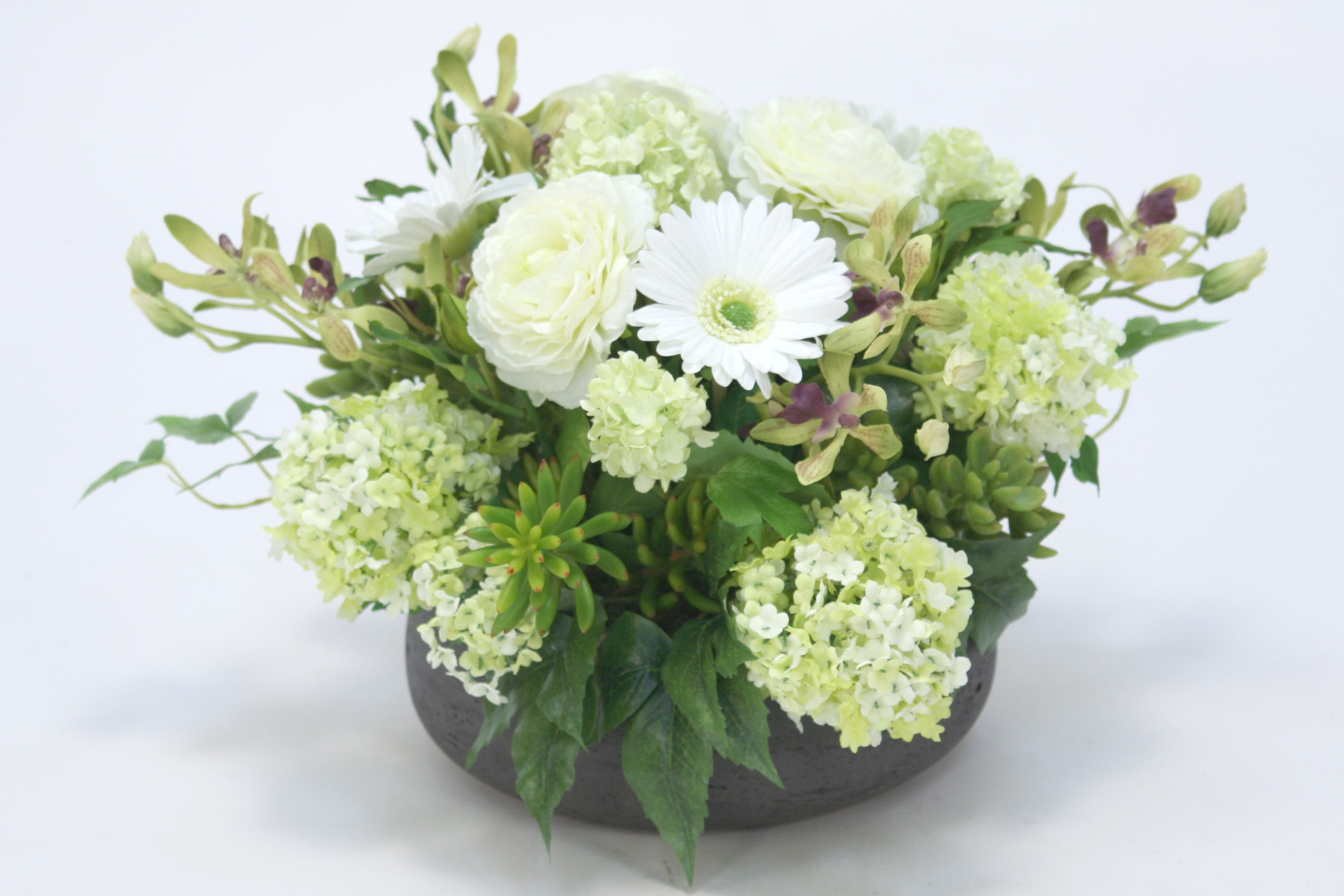 Distinctive Designs Orchid, Daisy and Hydrangeas Mixed Centerpiece in ...