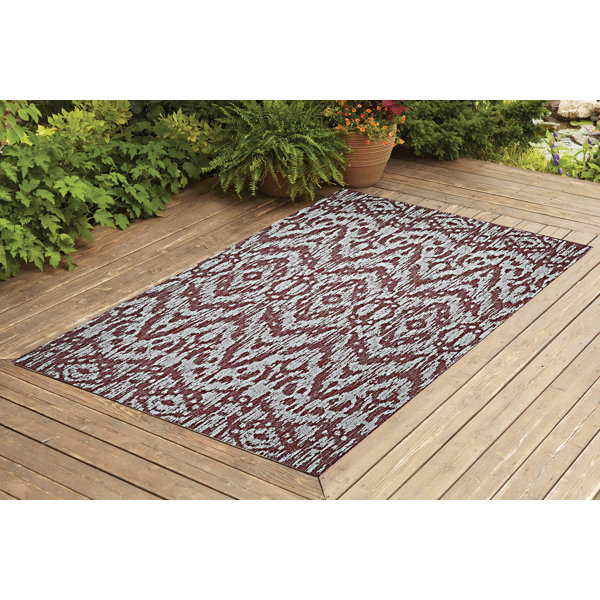 Union Rustic Starnes Ikat Indoor / Outdoor Area Rug in Brick | Wayfair