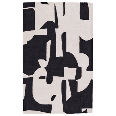 AllModern Handmade Tufted Black/Cream Rug | Wayfair