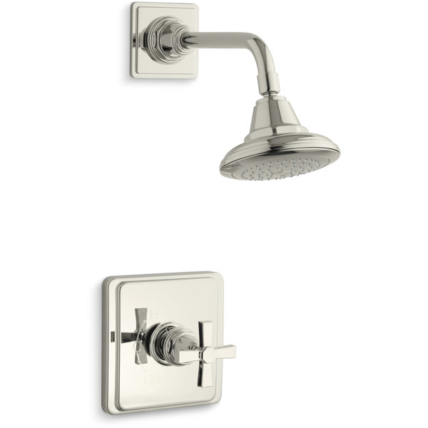 Kohler Pinstripe Pure Rite-Temp Shower Valve Trim With Cross Handle And ...