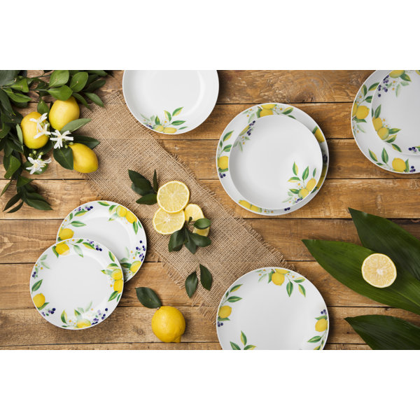 Excelsa Lemon Porcelain China Dinnerware - Set of 18 & Reviews ...