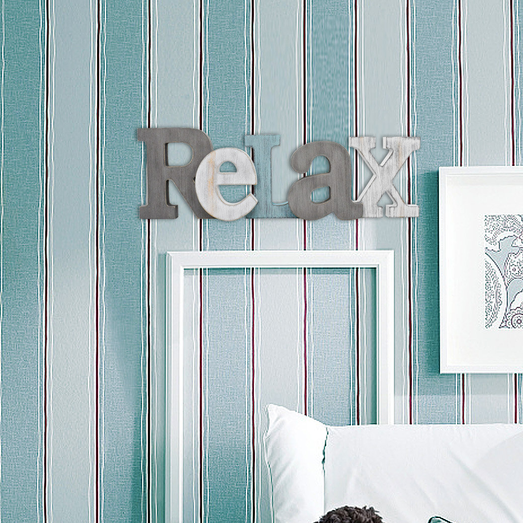 Gracie Oaks Rustic Wood Letters Relax Sign Free Standing Relax Table ...