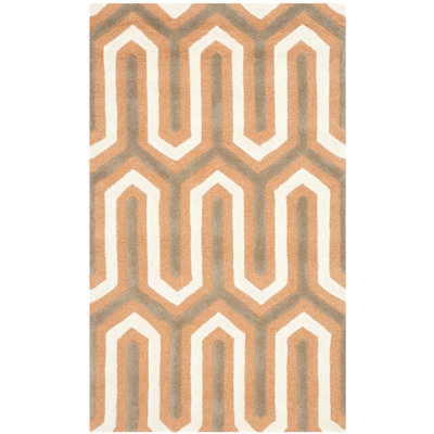 George Oliver Deedgra Handmade Wool Orange/Gray Rug & Reviews | Wayfair