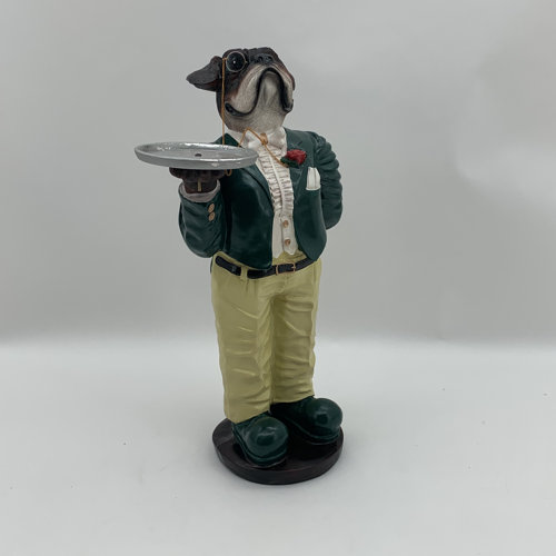 Minster Stylish Living Bulldog Resin Waiter Statue | Wayfair.co.uk