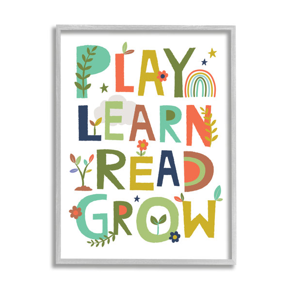 Stupell Industries Play Learn Read Grow Children's Typography Rainbow ...