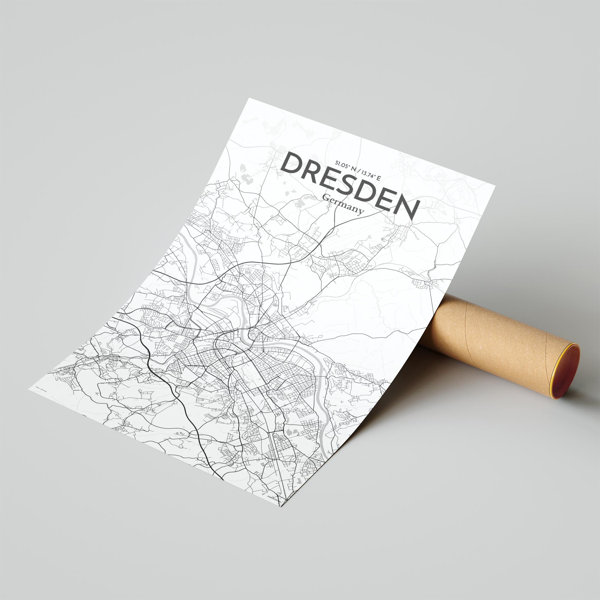 Maturi Dresden City Map Graphic Art In Tones | Wayfair.co.uk