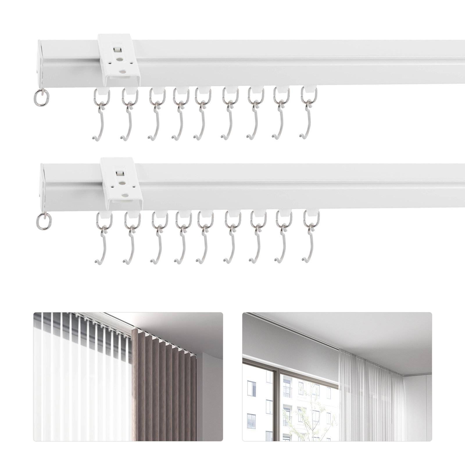 Symple Stuff Cavedo White Curtain Track/Rail | Wayfair