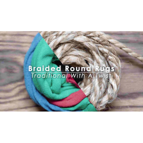 Birch Lane™ Round Geometric Handmade Handwoven Area Rug in Blue/Tan ...