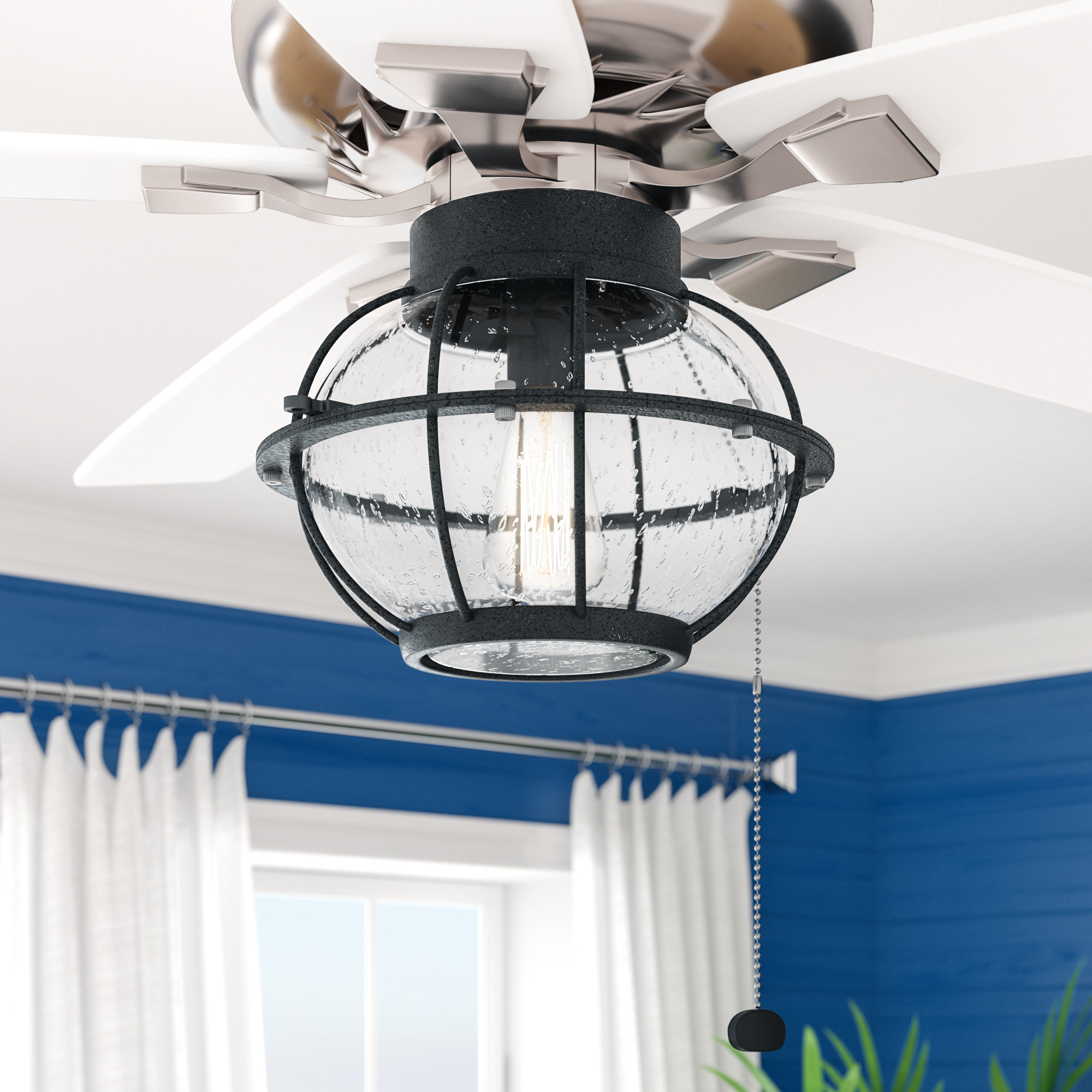 Breakwater Bay Traditional 1-Light Fitter Ceiling Fan Globe Light Kit ...