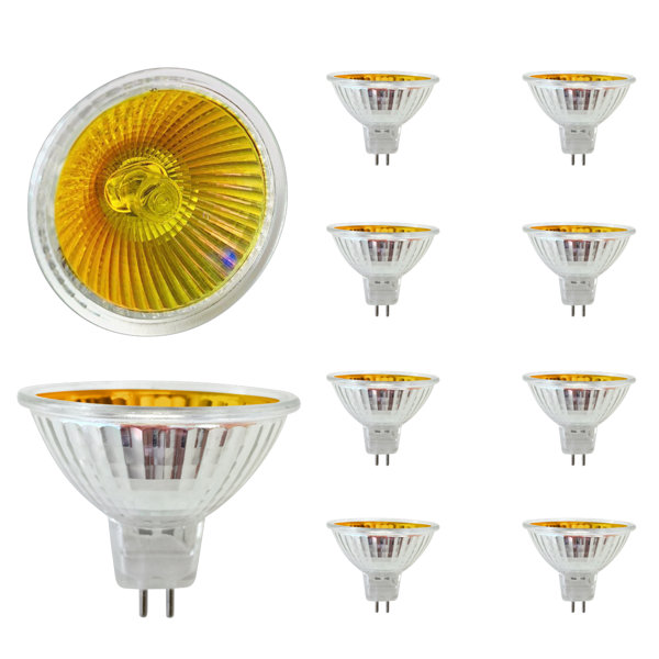 Candex Lighting 50 Watt MR16 Halogen Dimmable Light Bulb Yellow GU5.3 ...