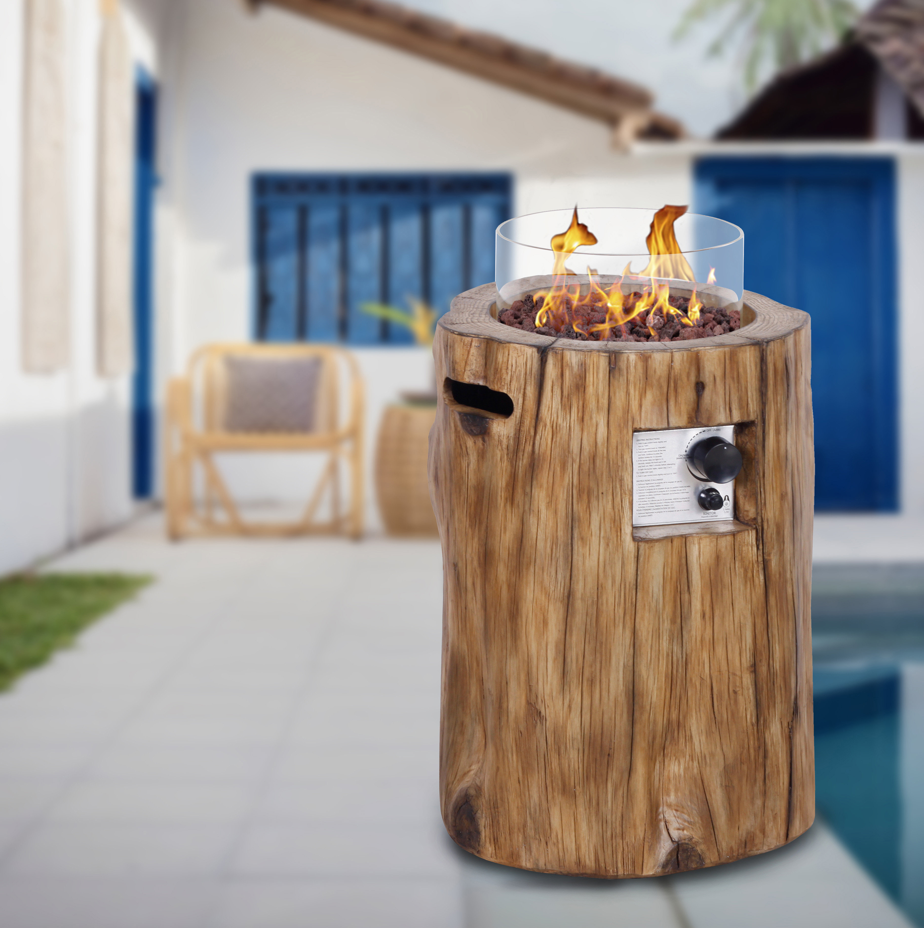 Union Rustic Walstrand 64Cm H x 49Cm W Propane Outdoor Fire Column ...