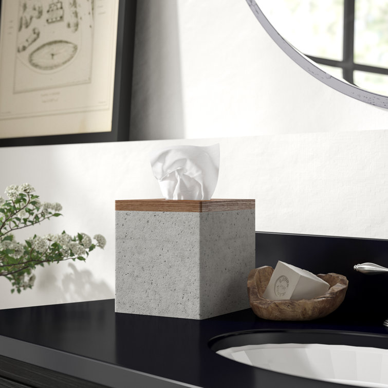 Greyleigh™ Stonington Concrete Stone/Wooden Boutique Tissue Box Cover ...