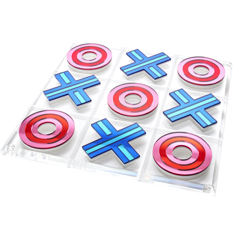 Tara Wilson Designs Pink and Blue Striped Acrylic Tic Tac Toe | Perigold