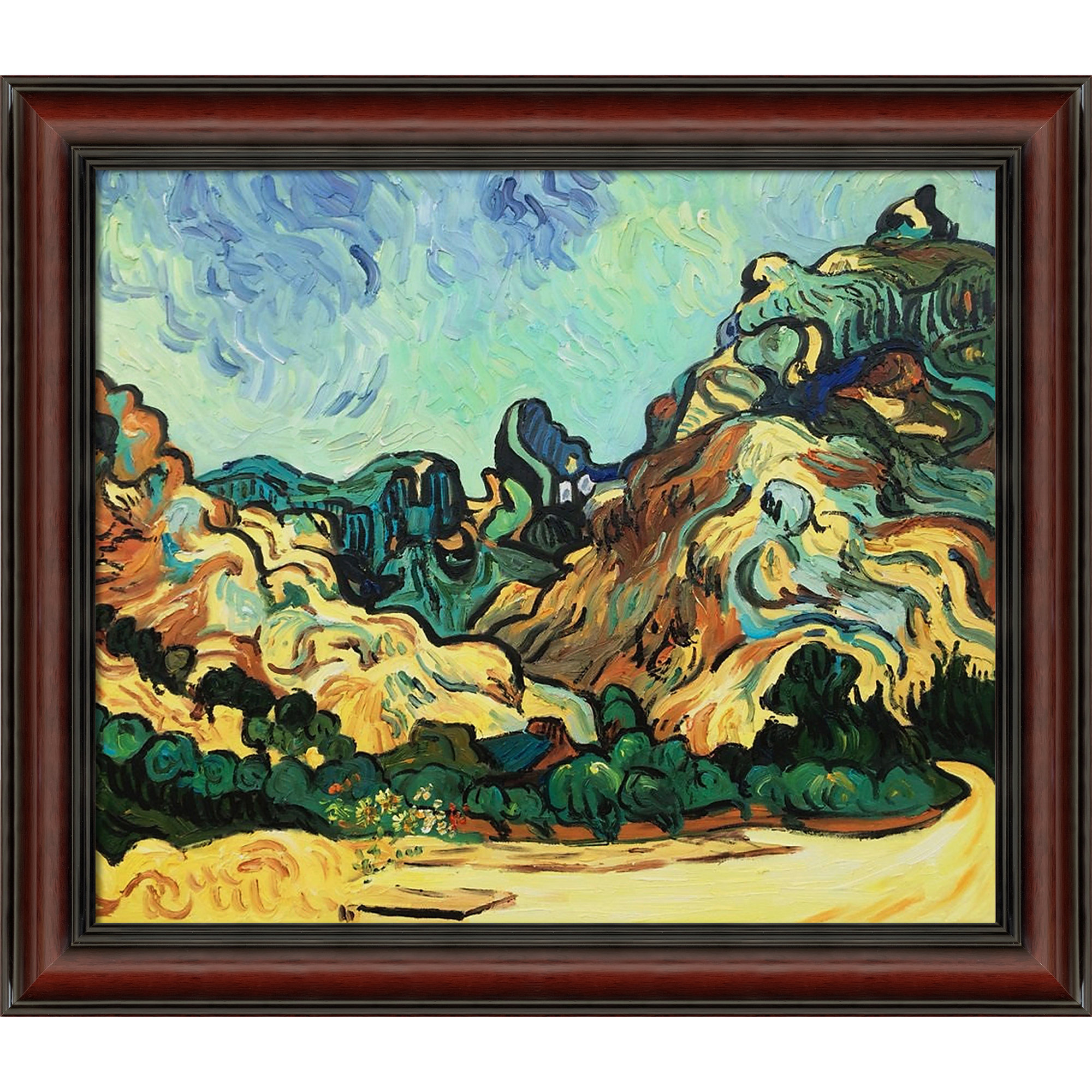 Vault W Artwork Mountains At St. Remy With Dark Cottage by Vincent Van ...