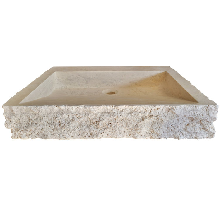 TashMart Chiseled Stone Rectangular Vessel Bathroom Sink | Wayfair