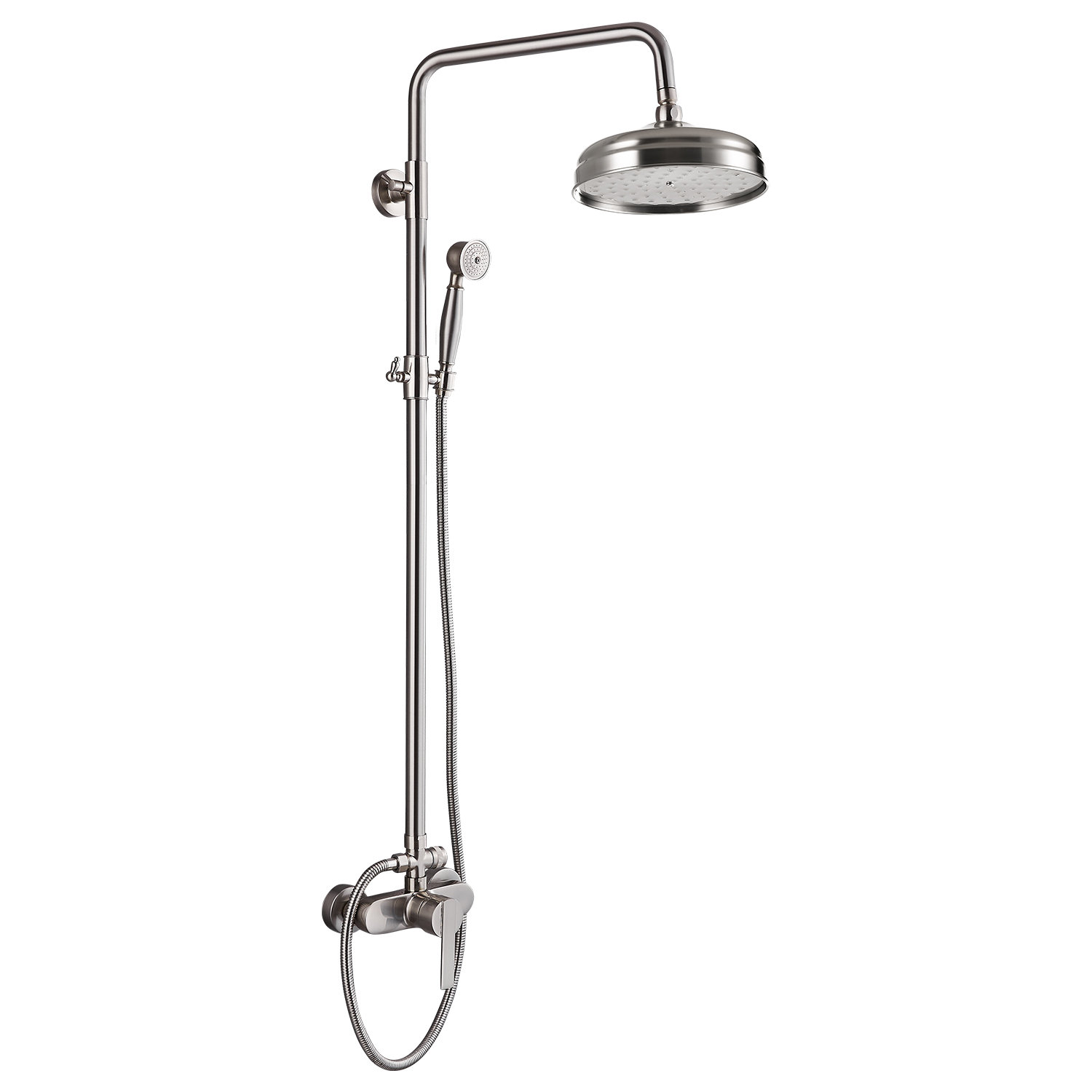 Gotonovo Brushed Nickel Exposed Pipe Shower System 8 Inch Dual