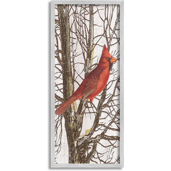 Red Barrel Studio® Cardinal Bird Perched Trees - Picture Frame Painting ...