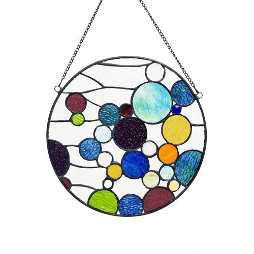 Ebern Designs Bubbles Stained Glass Window Panel | Wayfair