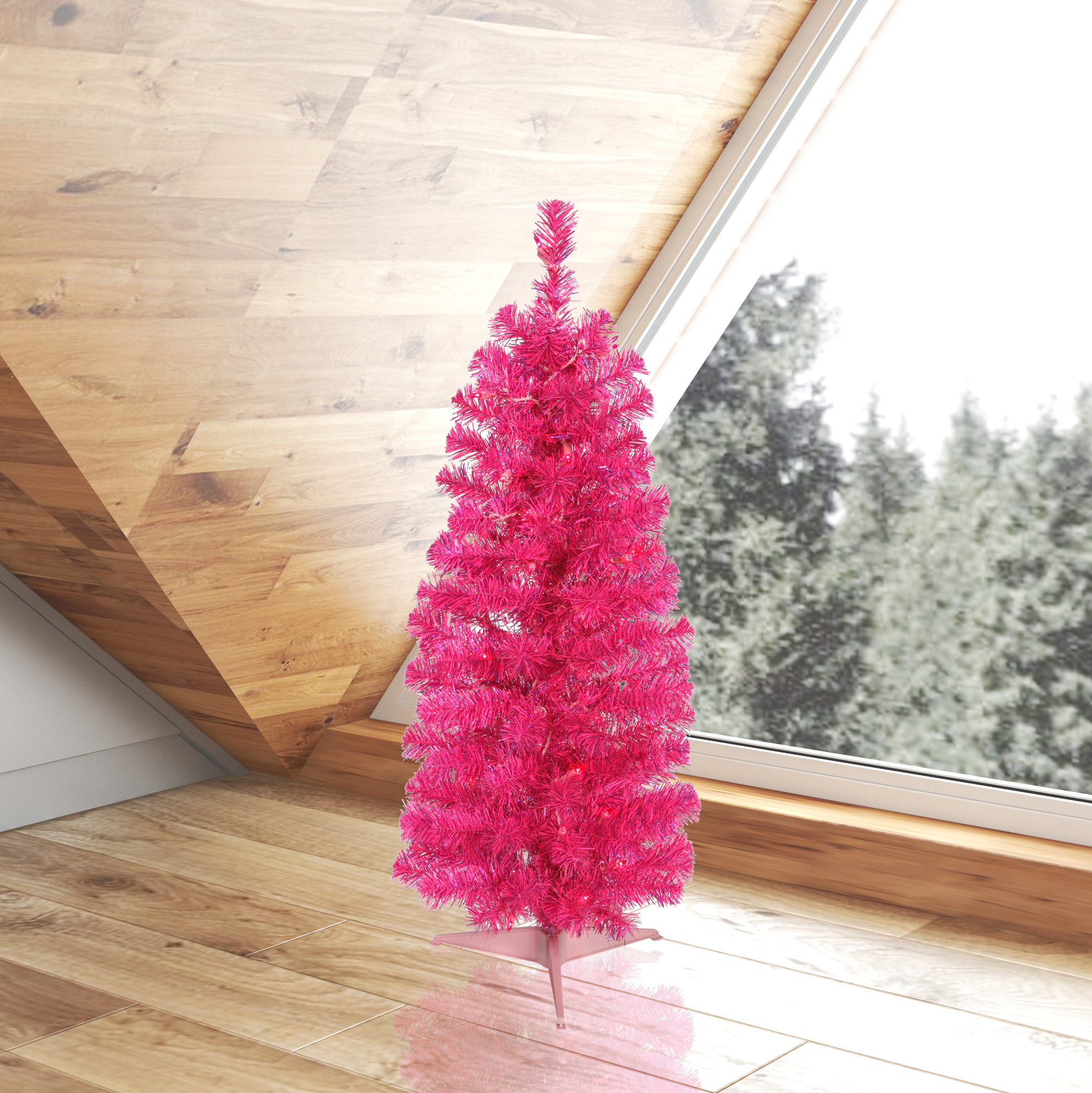 The Holiday Aisle® Pink Pencil Artificial Christmas Tree | Wayfair
