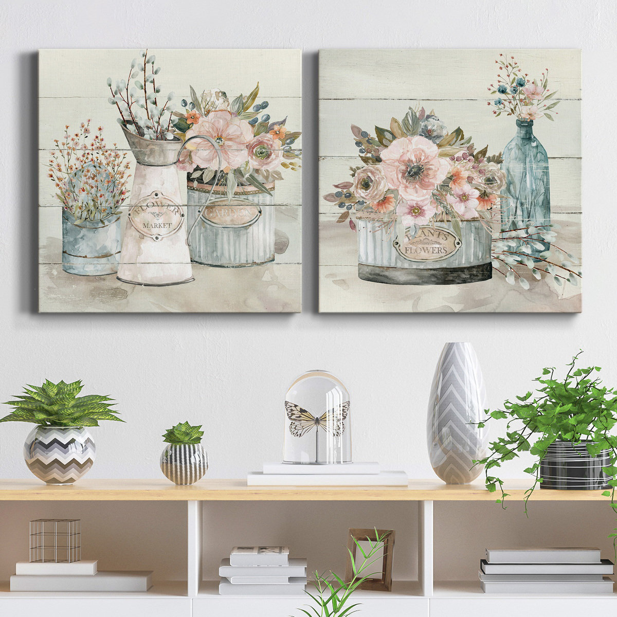 Laurel Foundry Modern Farmhouse Shiplap Flower Market - 2 Piece Wrapped ...