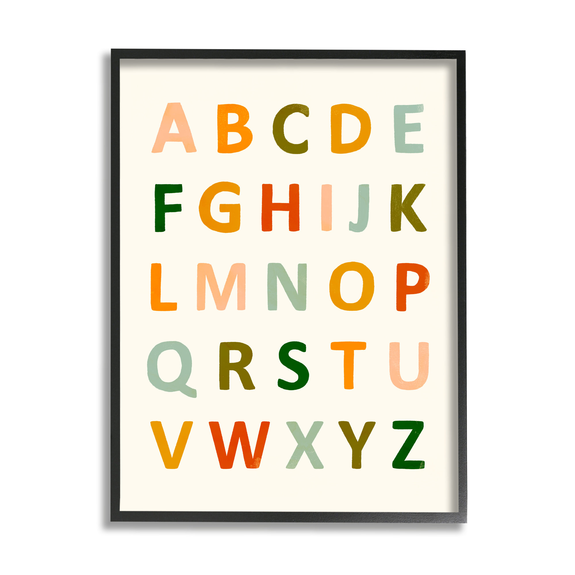 Stupell Industries ABC Letter Chart Soft Terracotta Earth Tone Alphabet ...