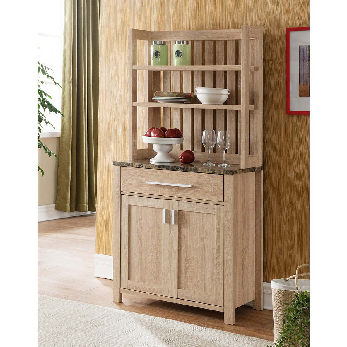 Latitude Run® 31'' Wood Standard Baker's Rack with Microwave ...