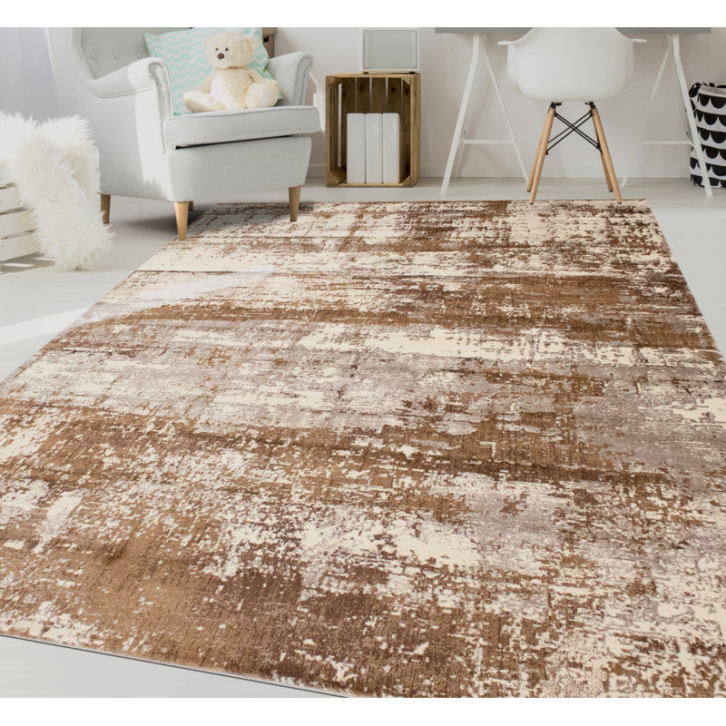 17 Stories Kelson Abstract Brown Area Rug & Reviews | Wayfair