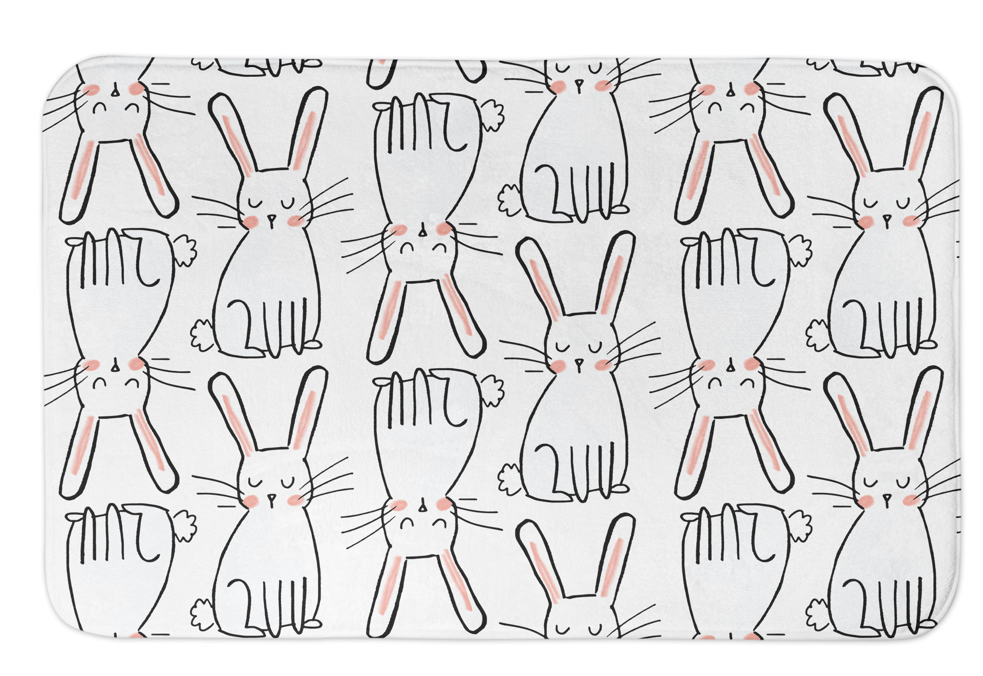 The Holiday Aisle® Bevins Cute Rabbit Rectangle Non-Slip Bath Rug | Wayfair