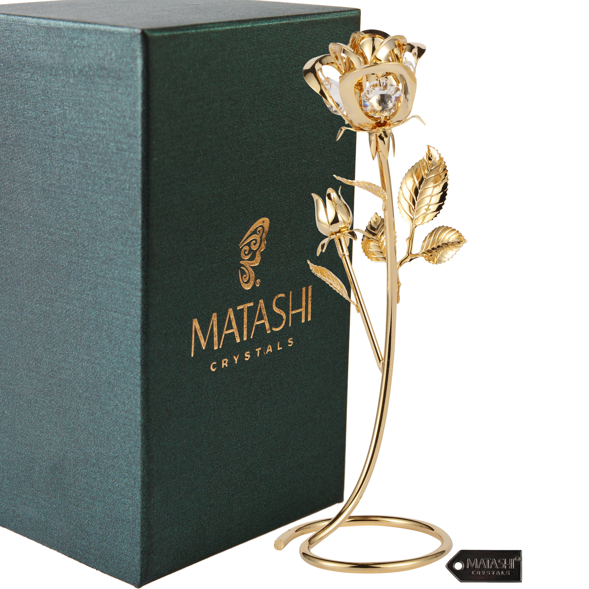 MatashiCrystal 24K Gold Plated Rose With Clear-Cut Crystal & Reviews ...