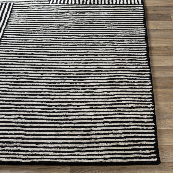 Balos Handmade Viscose Black/Ivory Rug & Reviews | AllModern