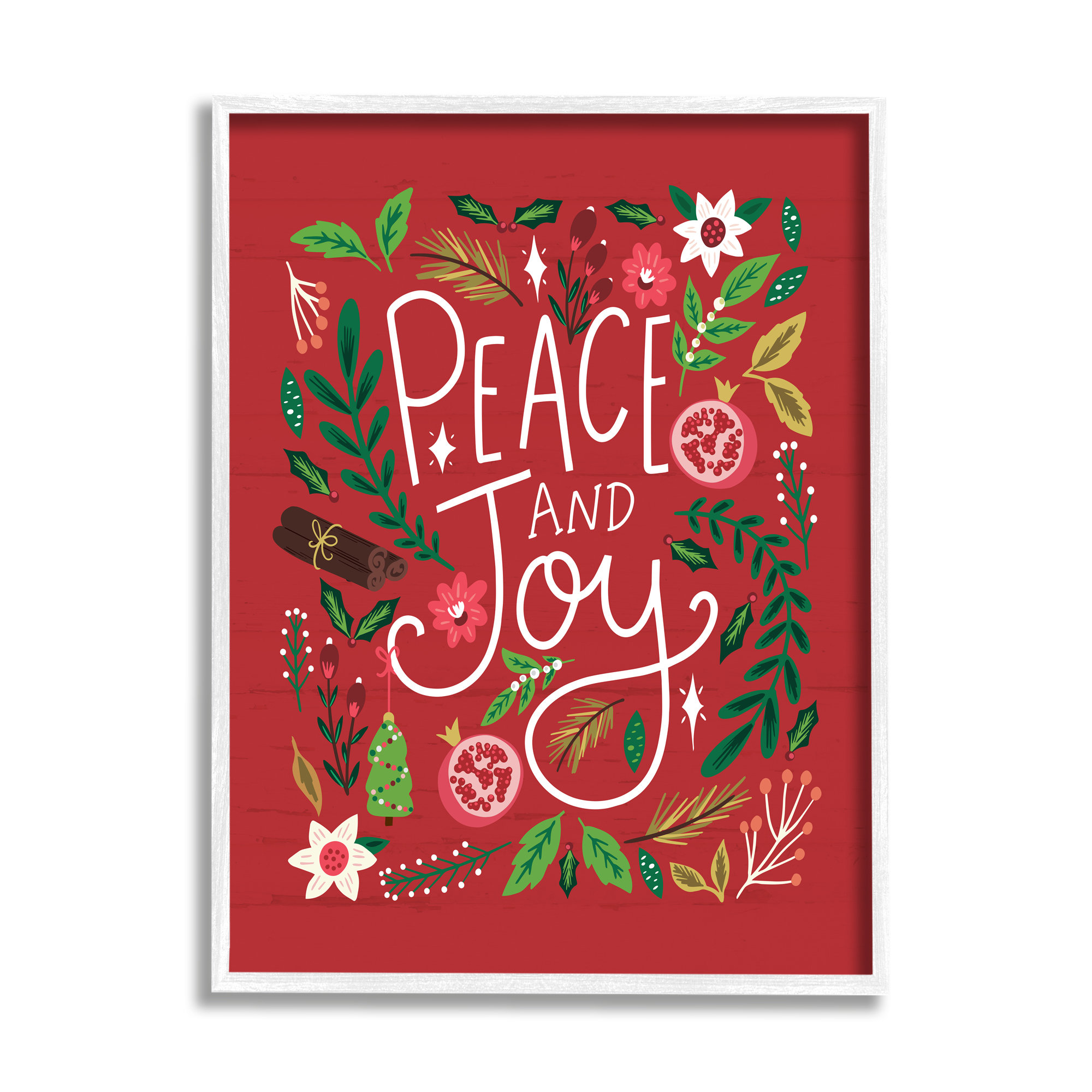 Stupell Industries Peace And Joy Holiday Botanicals Plants Modern ...