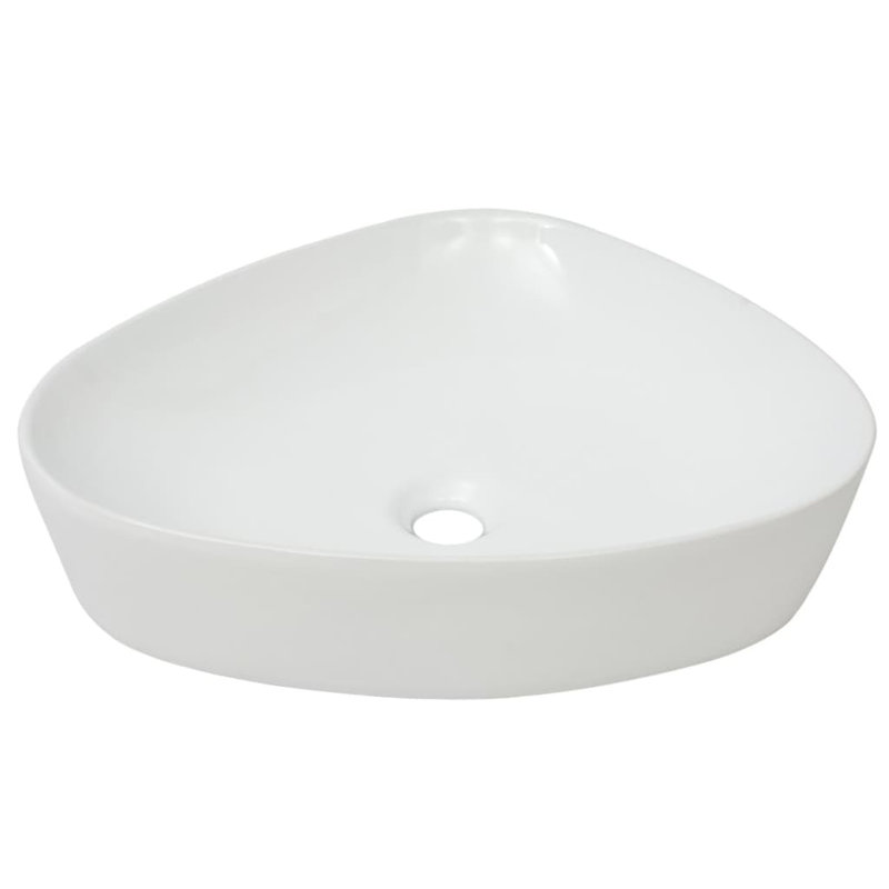 VidaXL White Ceramic Triangle Vessel Bathroom Sink | Wayfair