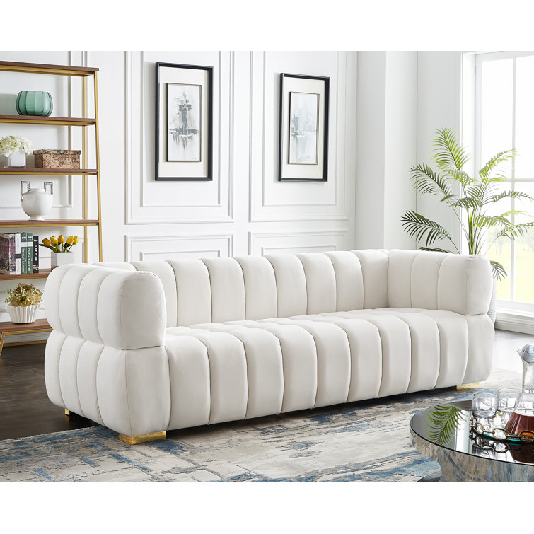 Everly Quinn Carlan 91" Velvet Tuxedo Arm Sofa & Reviews | Wayfair