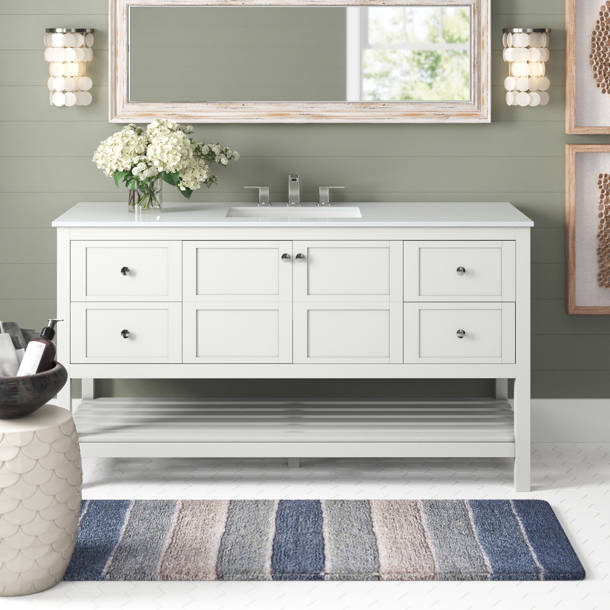 PROOX 60'' Quartz Single Bathroom Vanity Top in White with Sink | Wayfair