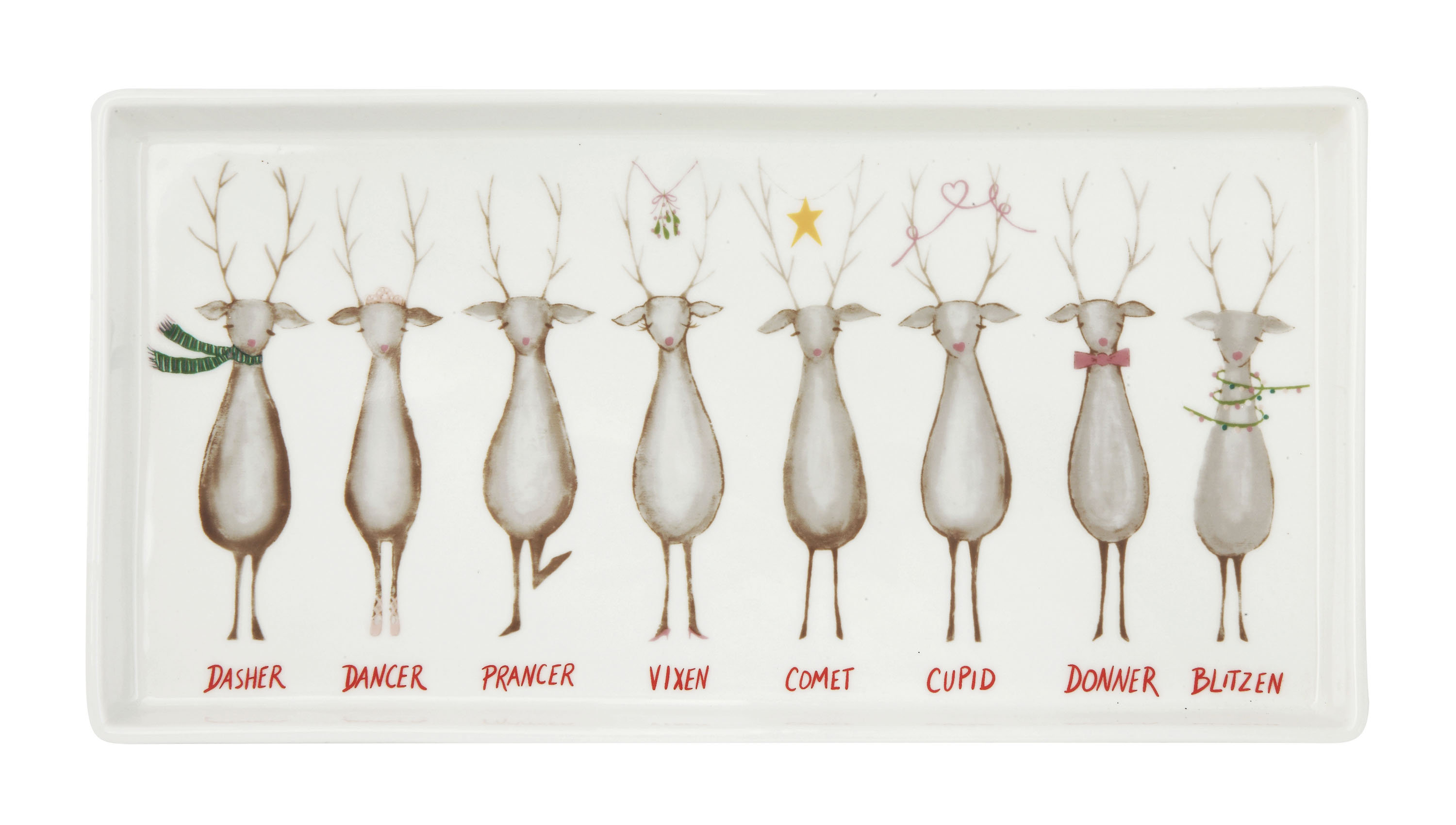 The Holiday Aisle Lazio Santa s Reindeer With Names Serving Tray 
