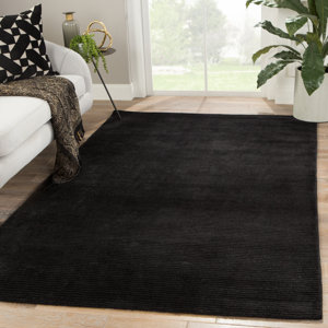 Wrought Studio Bedfo Handmade Area Rug in Jet Black | Wayfair