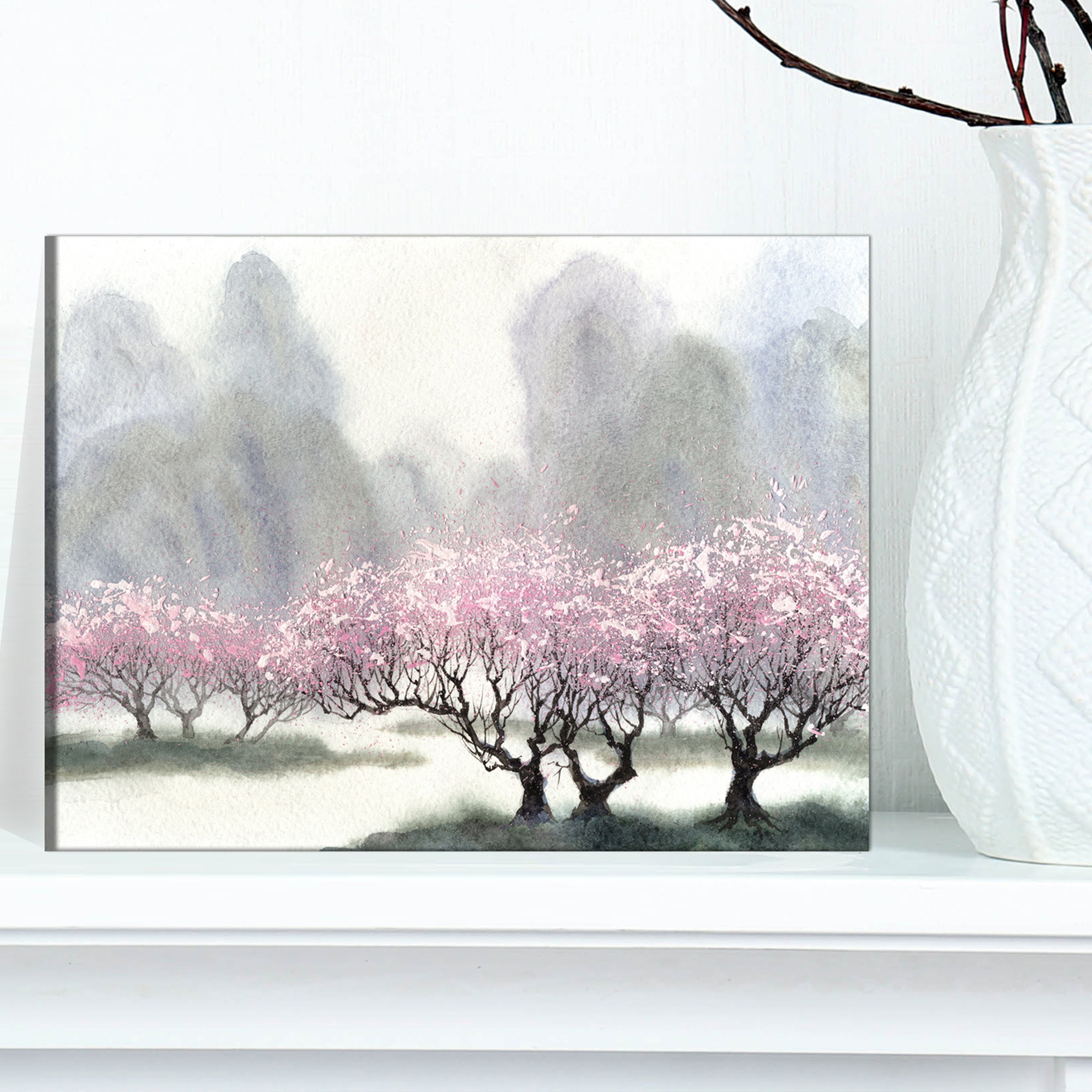 Winston Porter Flowering Trees At Spring - Wrapped Canvas Print ...