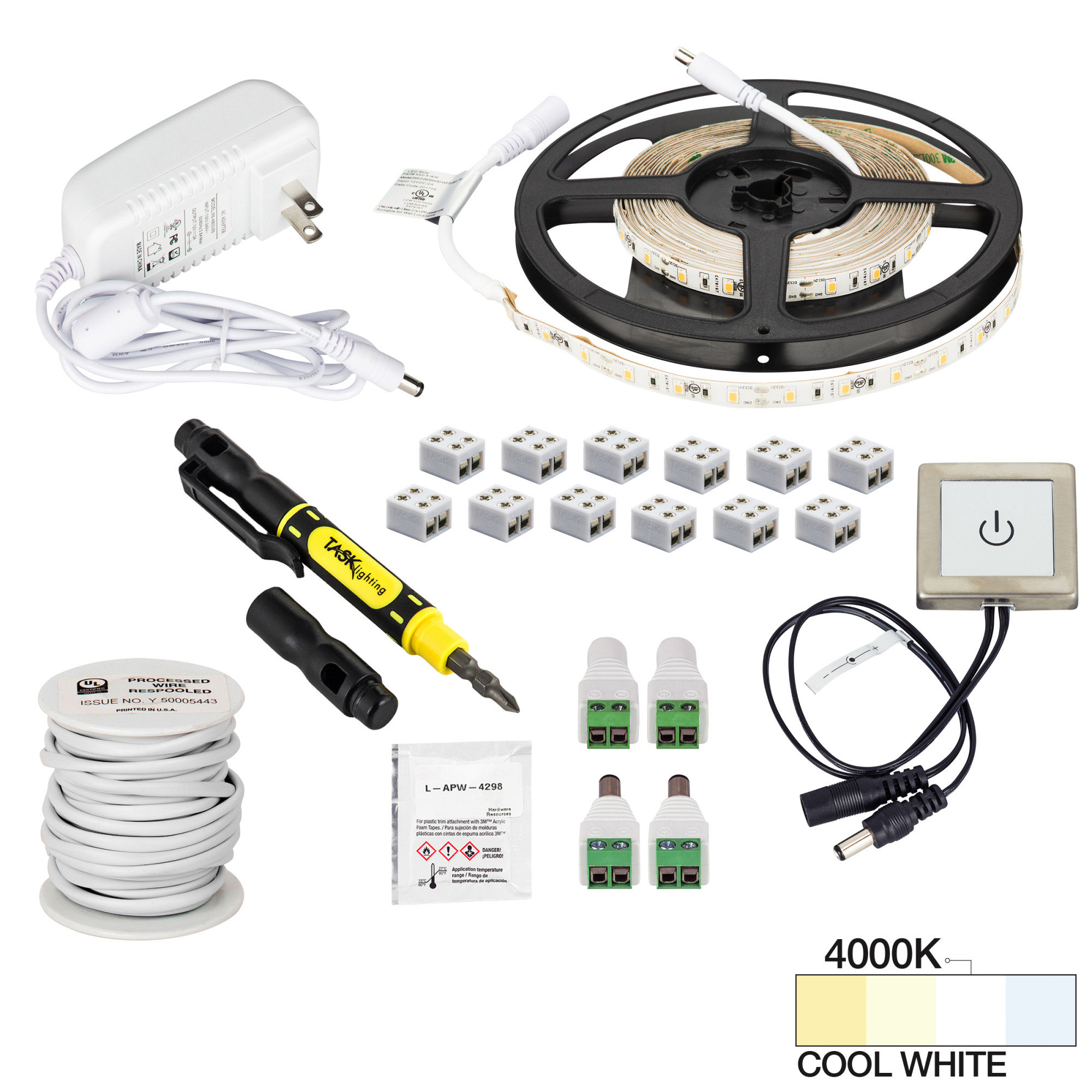 Task Lighting LED Tape Lighting Kit in Soft White, 16ft of Cut-and ...