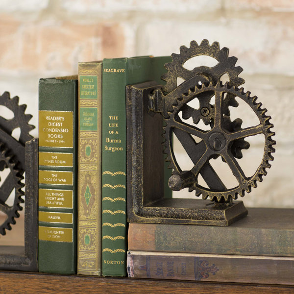 Design Toscano Industrial Gear Sculptural Iron Bookends & Reviews | Wayfair