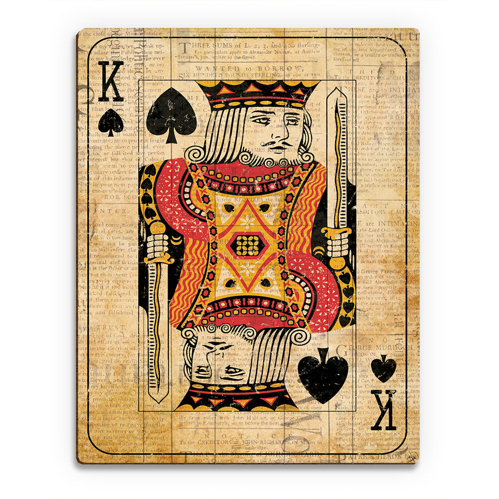 Click Wall Art Vintage King Red Card - Graphic Art on Wood | Wayfair
