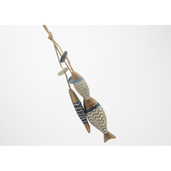 Highland Dunes Fish Suspension In White And Blue Wood | Wayfair.co.uk